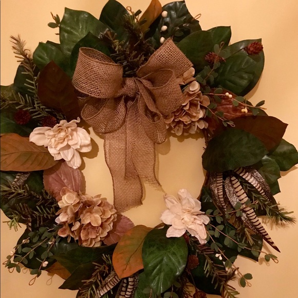 Accents | Farm House Magnolia Wreath Hand Made By Me | Poshmark